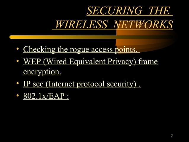 Wlan networking and security | PPT | Information and Network Security | Computing
