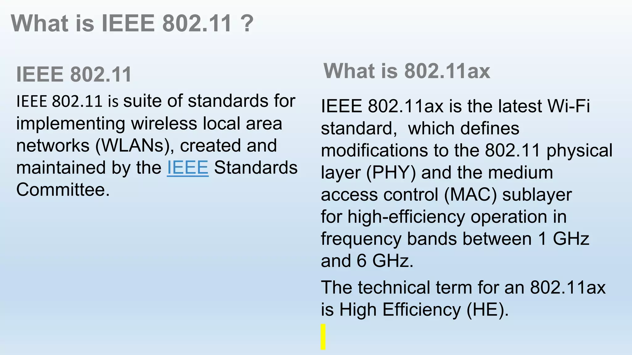 WLAN(802.11AX - WI-FI 6) Evolution, frequency band, channels & use ...