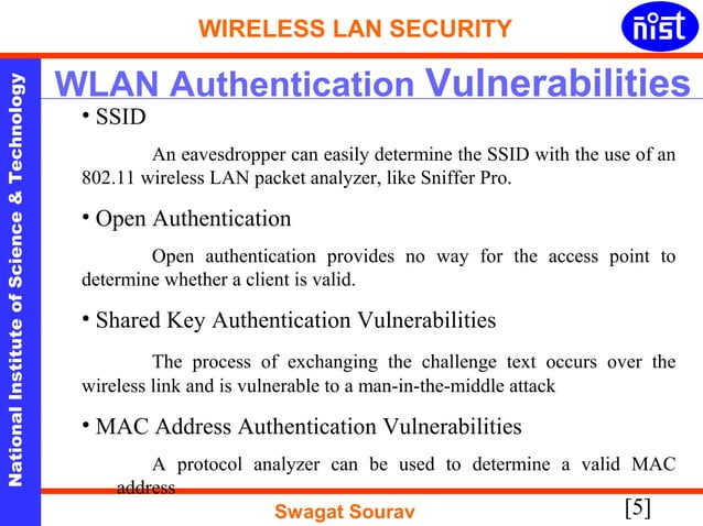 Wlan security | PPT | Computer Networking | Computing