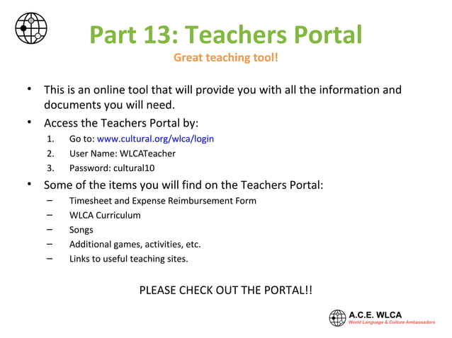 A.C.E. WLCA Teacher Policies | PPT
