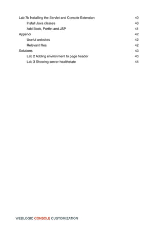 Weblogic Console Customization labs | PDF