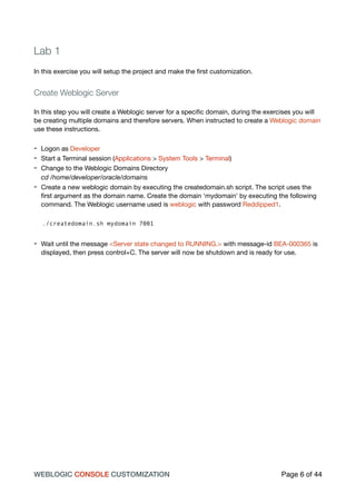 Weblogic Console Customization labs | PDF