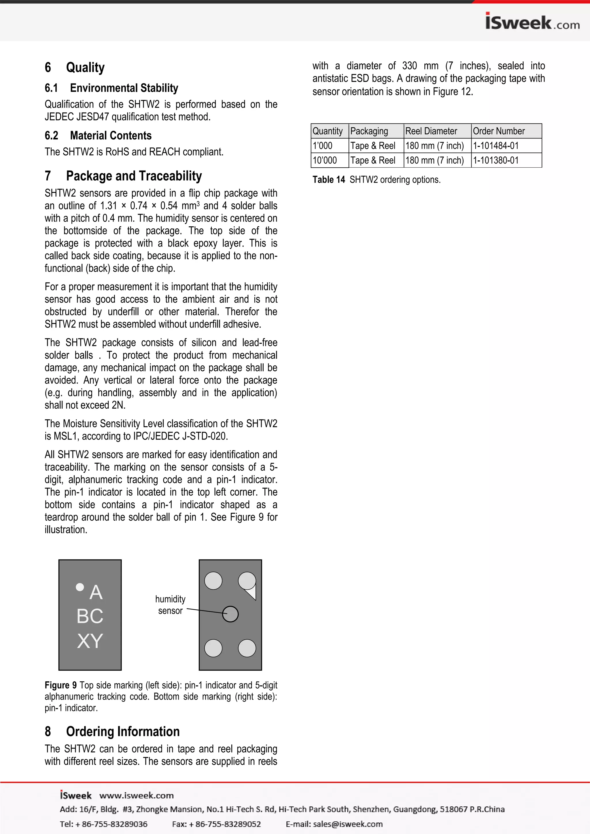 Wlcsp digital humidity and temperature sensor shtw2 | PDF