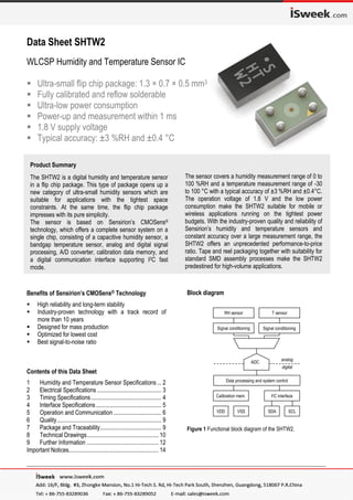 Wlcsp digital humidity and temperature sensor shtw2 | PDF