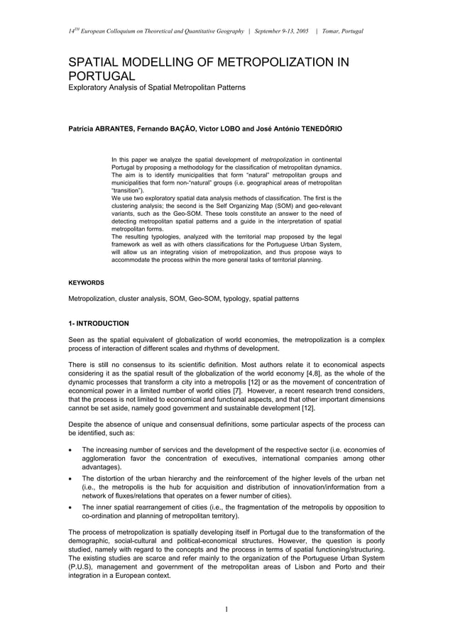 Spatial Modelling Metropolization Portugal | PDF | Geography | Science