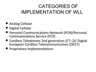 WLL,WLAN & BLUETOOTH | PPT