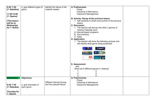 Weekly Learning Plan Sample for Junior High School | DOCX