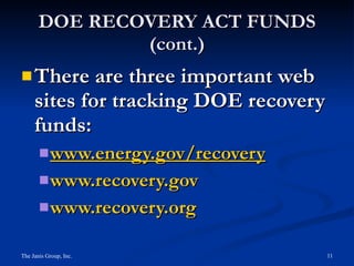 ARRA Recovery Act Overview of Energy Projects | PPT