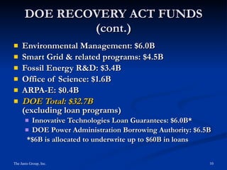 ARRA Recovery Act Overview of Energy Projects