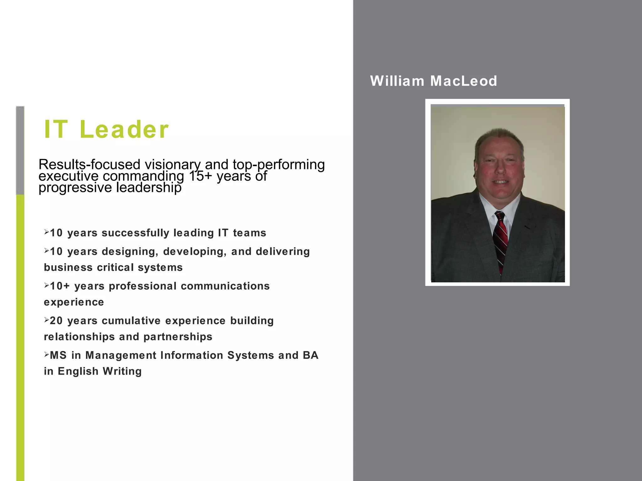 William MacLeod Professional Profile | PPT | IT and Internet Support ...