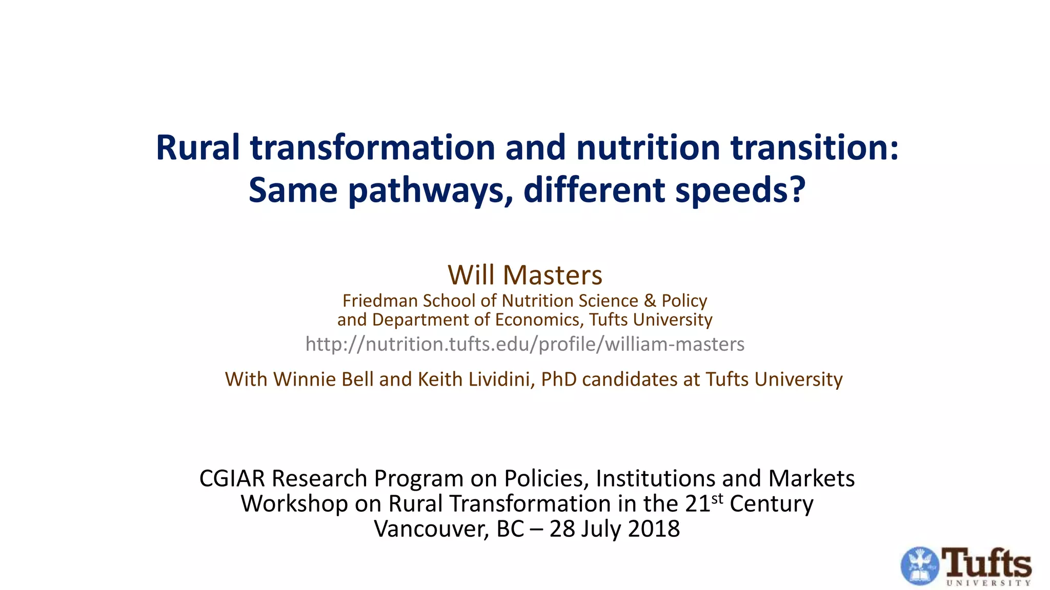 Rural transformation and nutrition transition: Same pathways, different ...