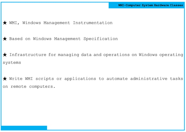 Wmi computer system hardware classes(1) - v01 | PDF