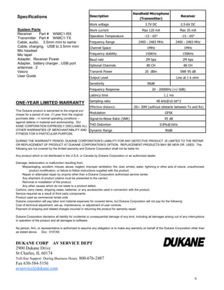Dukane Wmic1 user guide | PDF