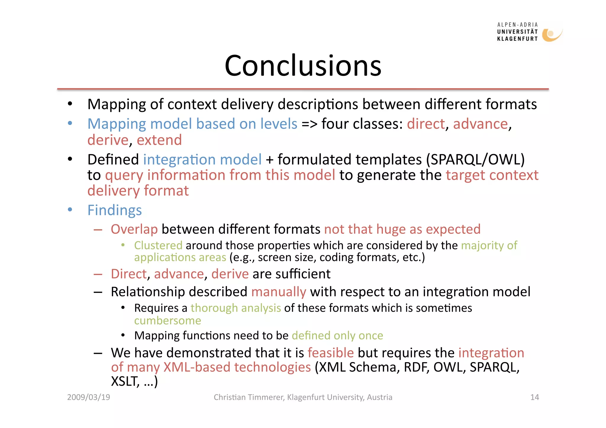 Delivery Context Descriptions - A Comparison and Mapping Model | PDF