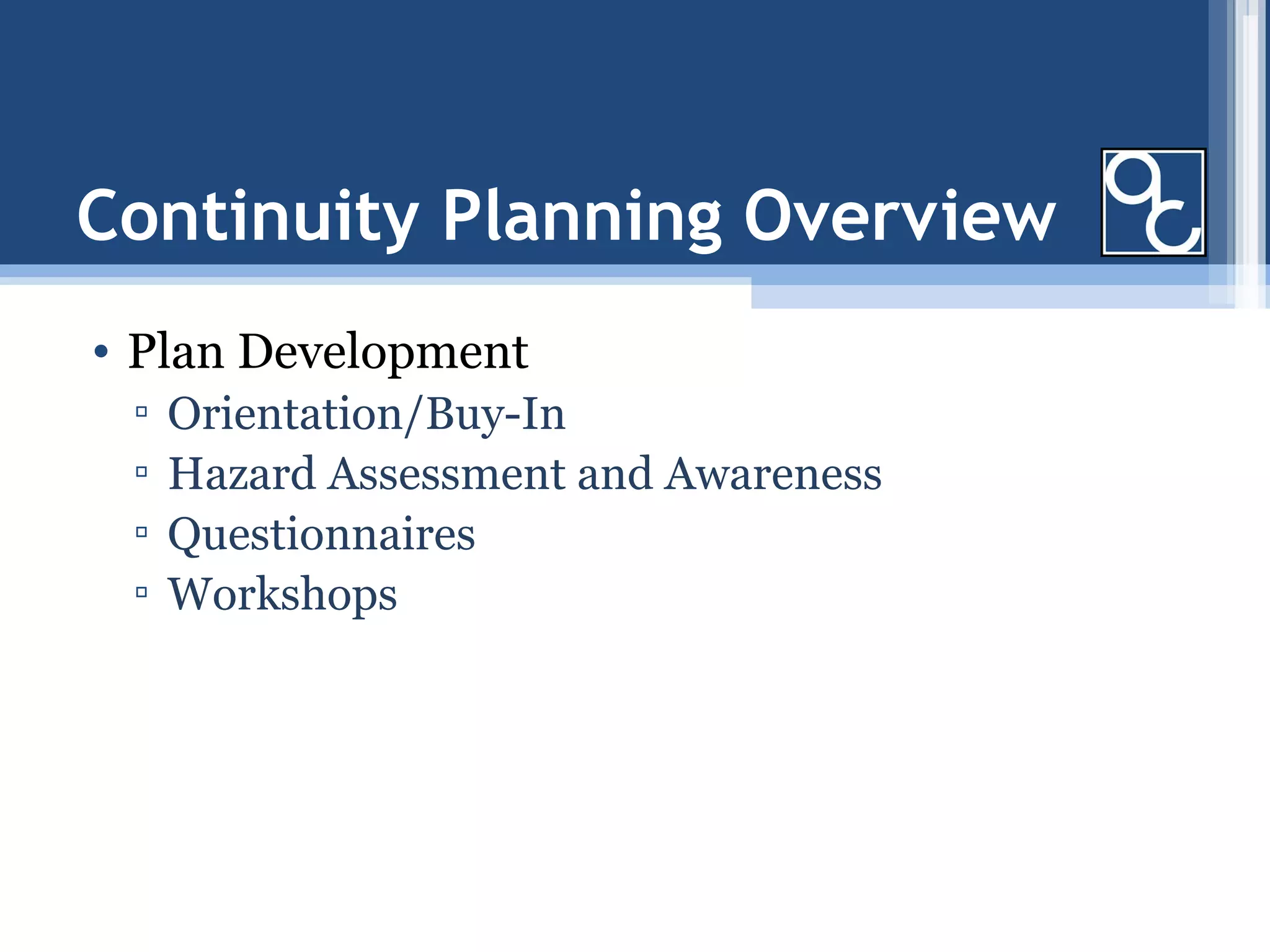 Wm moorhead practical steps in business continuity planning, shared strategies | PPT