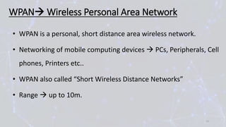 Wireless Mobile Networks--> Wireless Body Area and Wireless Personal ...
