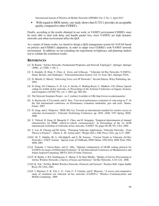 SPEECH QUALITY EVALUATION BASED CODEC FOR VOIP OVER 802.11P | PDF