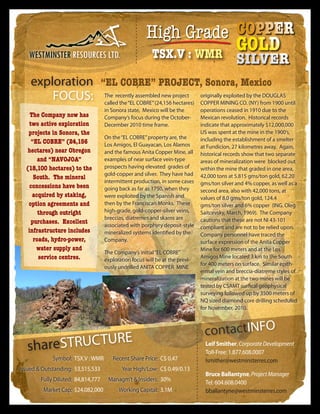 Westminster Resources (TSX.V - WMR) Executive Summary | PDF ...