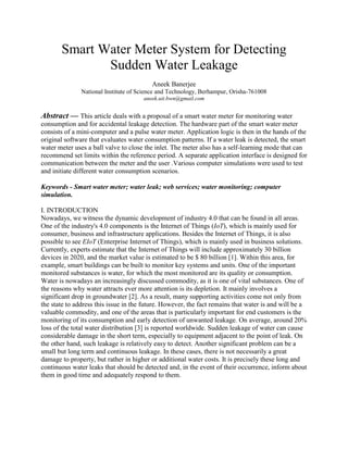 Smart Water Meter System for Detecting Sudden Water Leakage | PDF