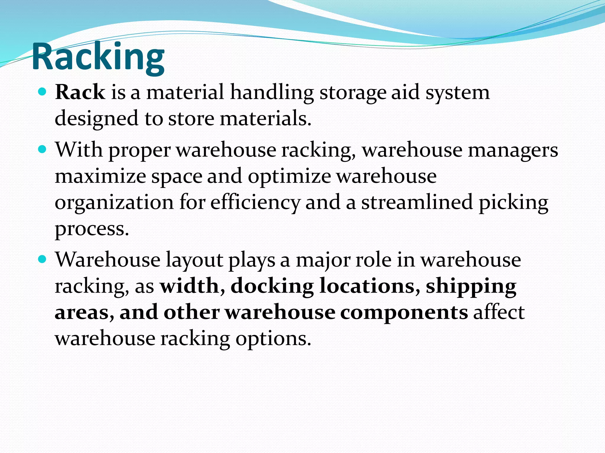 Warehouse system racking and mapping | PPTX