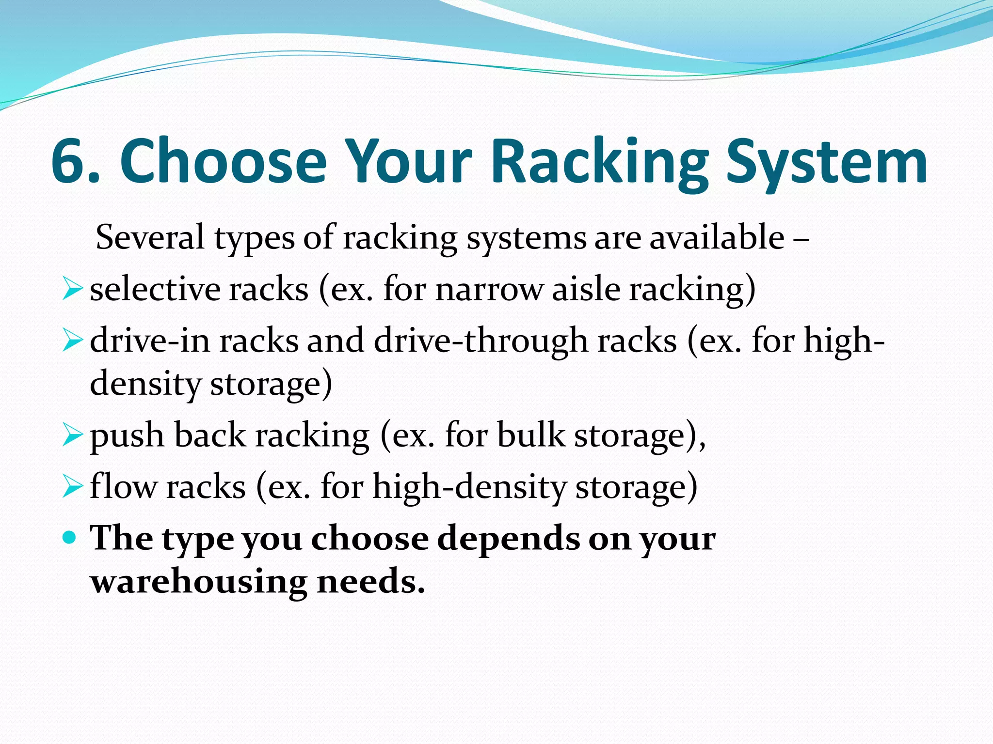Warehouse system racking and mapping | PPTX