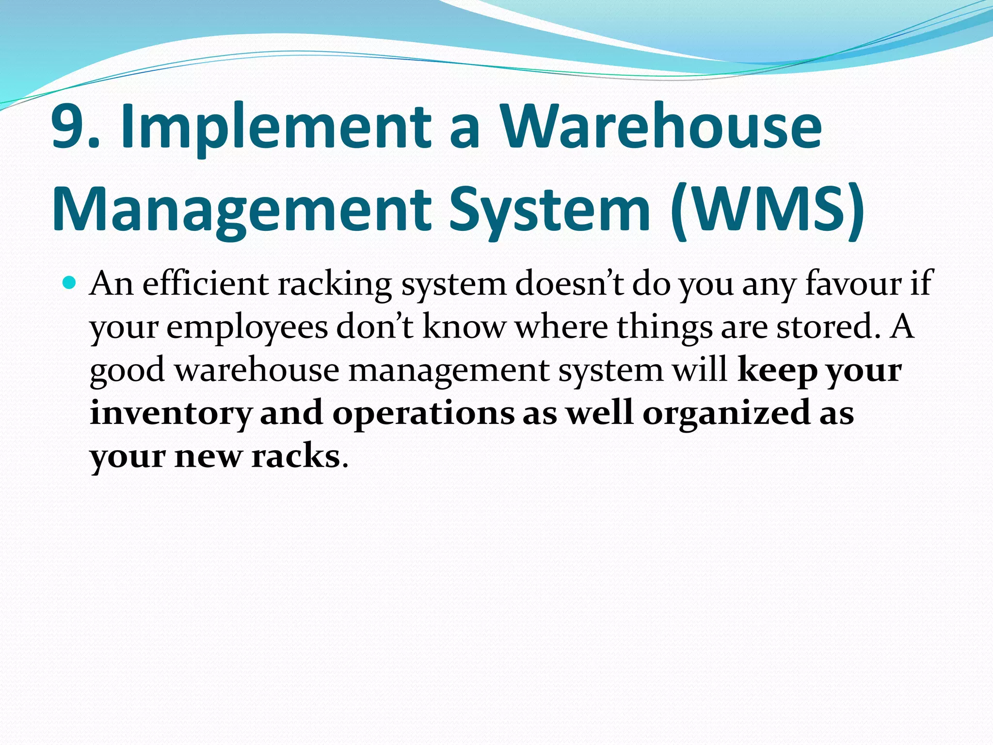 Warehouse system racking and mapping | PPTX