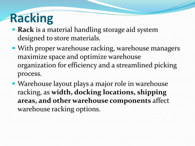 Warehouse system racking and mapping | PPTX