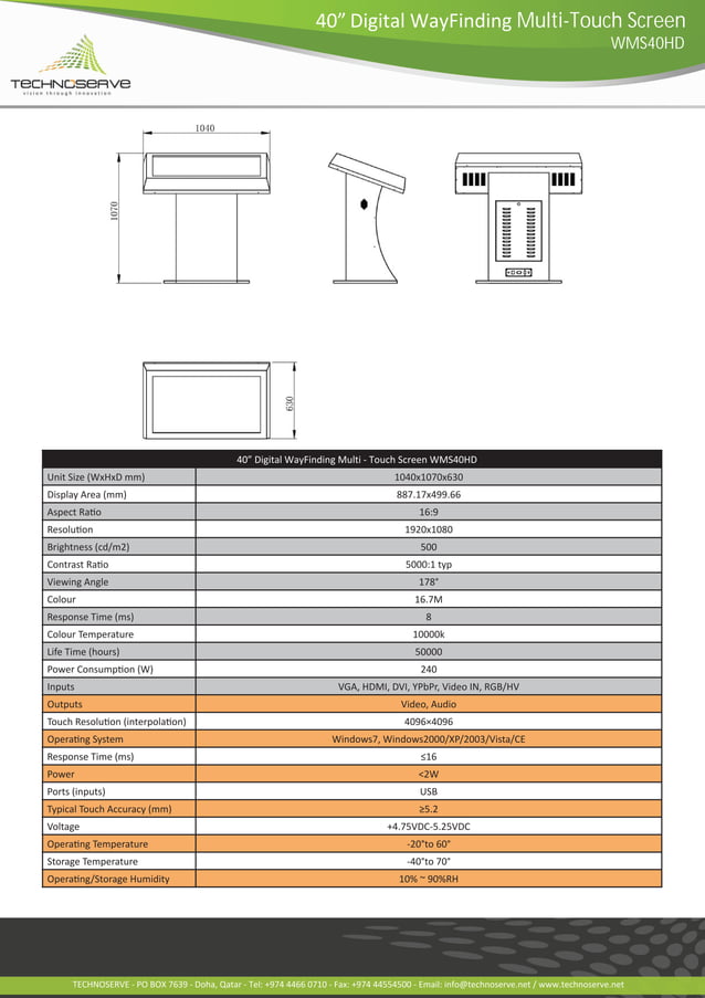 40” Digital WayFinding Multi-Touch Screen | PDF | Consumer Electronics | Technology & Computing