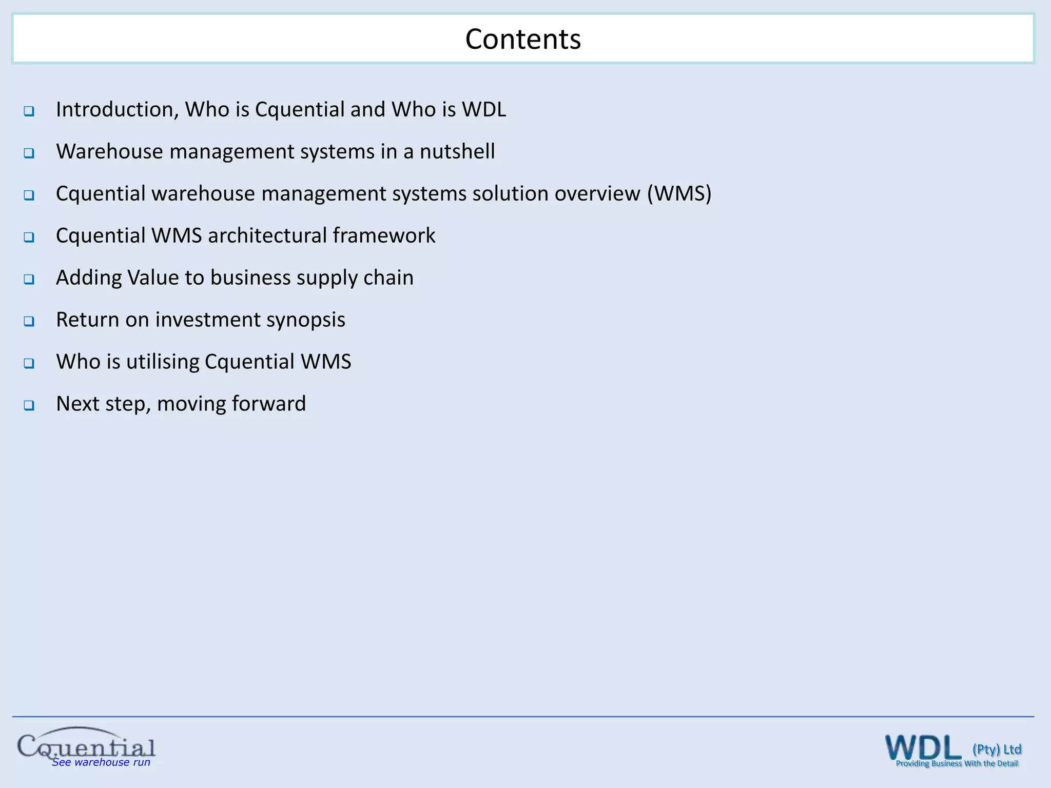 Wms Customer Presentation Stage 1 Introduction | PPTX
