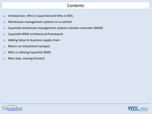 Wms Customer Presentation Stage 1 Introduction | PPT