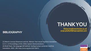 WMT2022 Biomedical MT PPT: Logrus Global and Uni Manchester | PDF