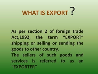 Export-Import Documentation | PPTX | Cruises | Travel Type