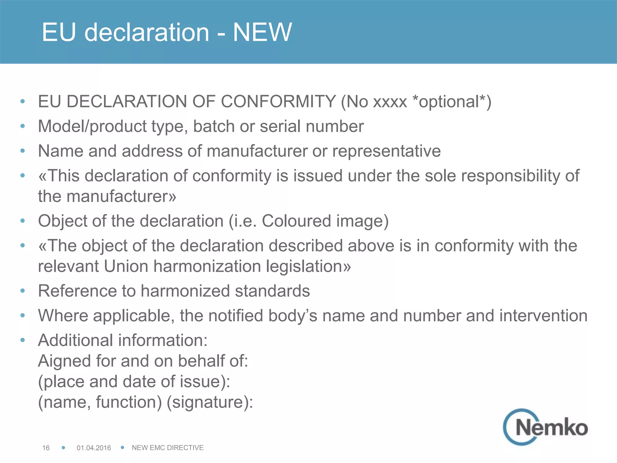 New EMC directive (2014/30/UE) | PPTX | Technology & Computing