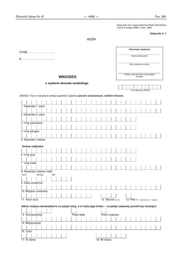 Wniosek do dowodu osobistego | PDF