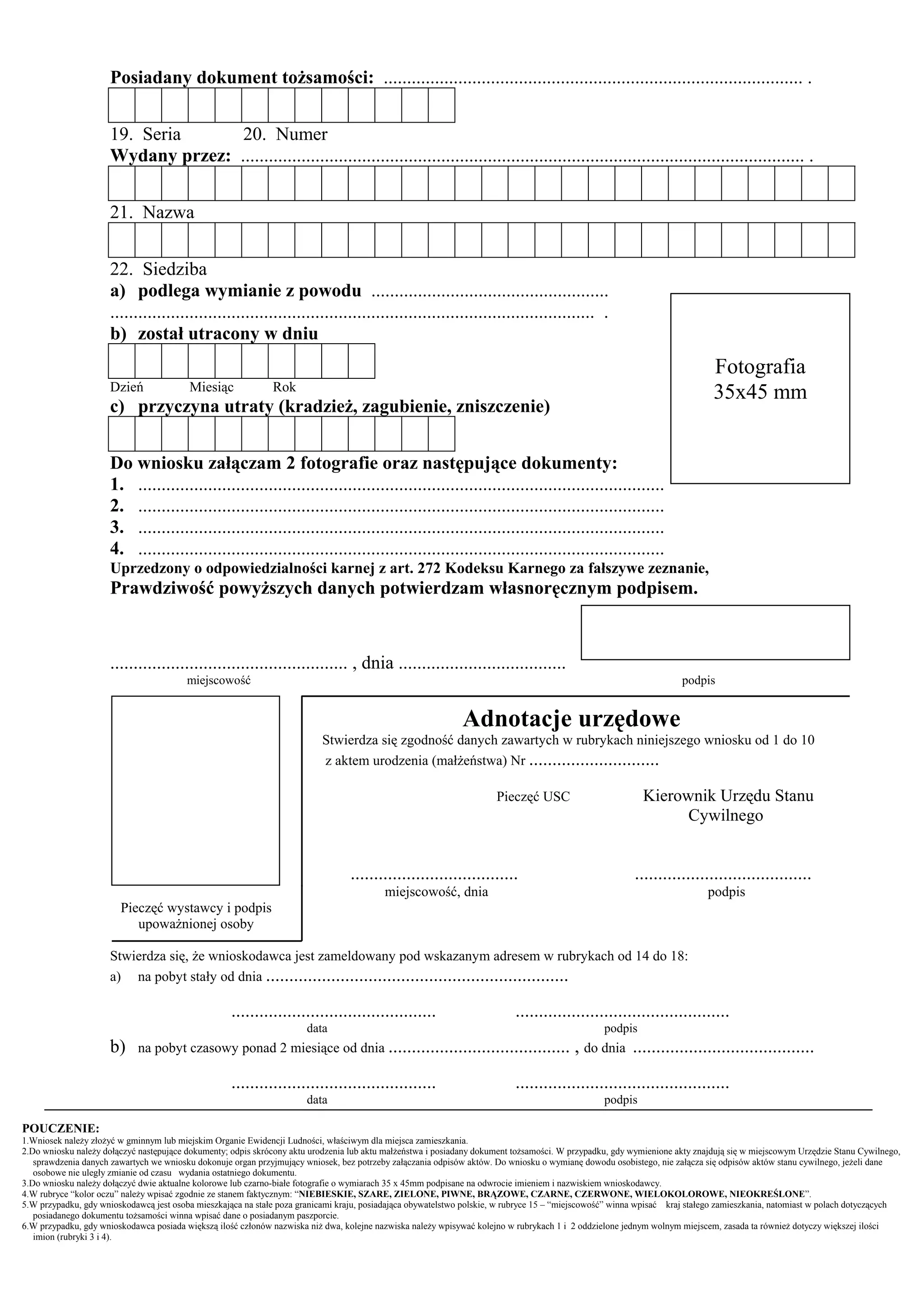 Wniosek Do Dowodu Osobistego | PDF
