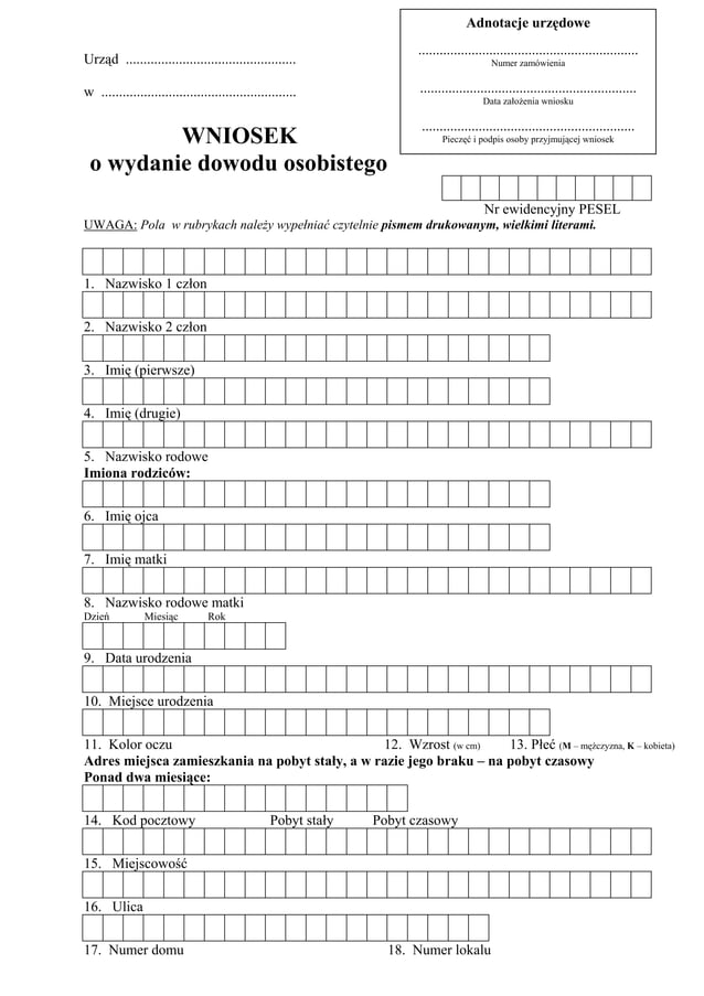 Wniosek Do Dowodu Osobistego | PDF