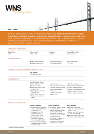 WNS Factsheet | PDF