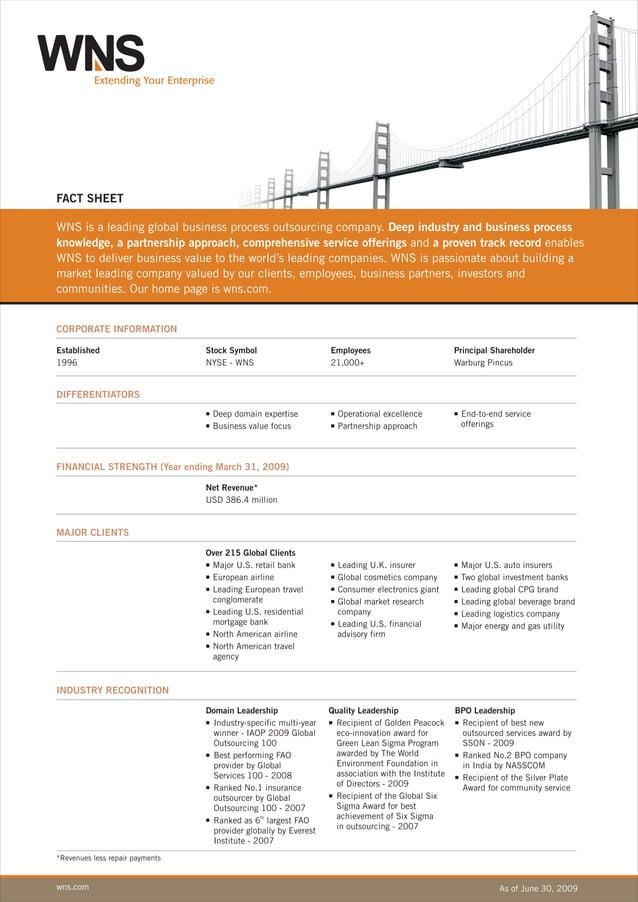 WNS Factsheet | PDF