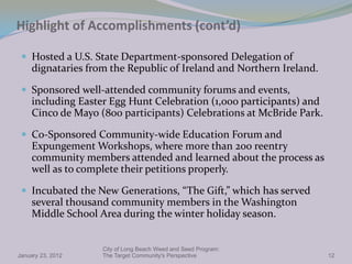 Long Beach Weed and Seed Program: The Target Community's Perspective | PPT