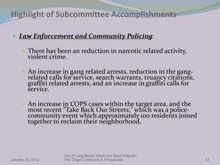 Long Beach Weed and Seed Program: The Target Community's Perspective | PPT