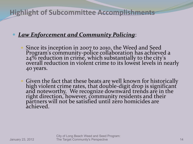 Long Beach Weed and Seed Program: The Target Community's Perspective | PPT