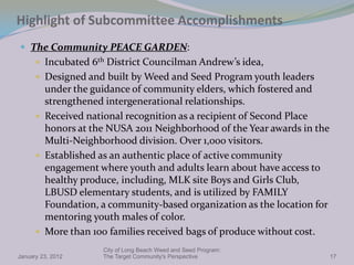 Long Beach Weed and Seed Program: The Target Community's Perspective | PPTX