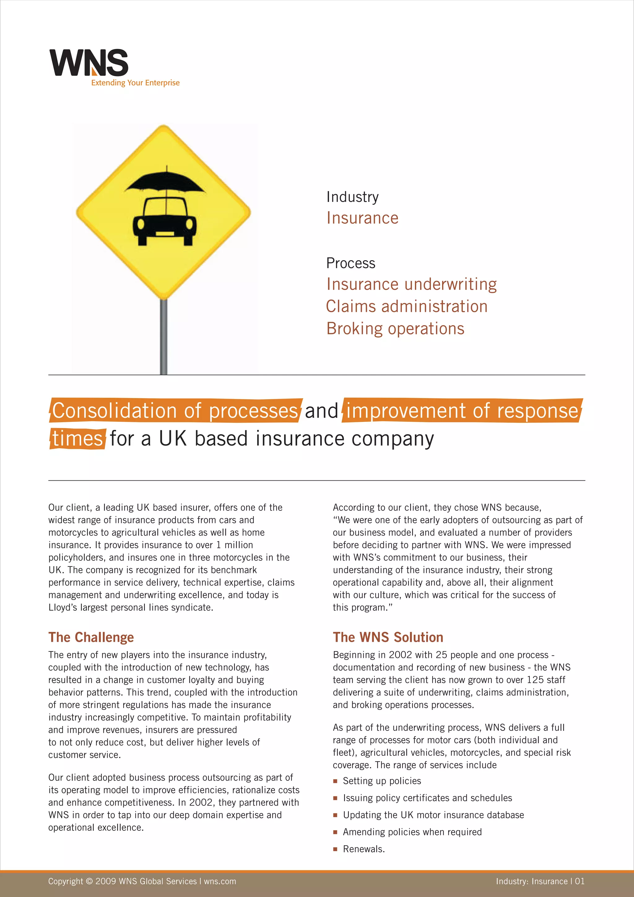 Wns Motor Insurer Case Study June | PDF | Business Banking & Finance ...