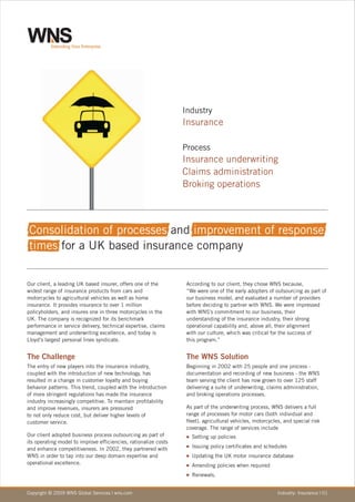 Wns Motor Insurer Case Study June | PDF | Business Banking & Finance ...