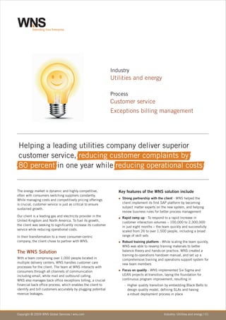 Wns Utilities Customer Care Case Study June 2009 | PDF