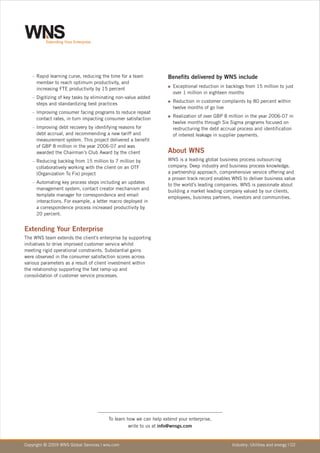 Wns Utilities Customer Care Case Study June 2009 | PDF