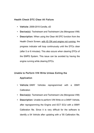 Wobd2 toyoto techstream design limitations (solved) | DOC | Operating ...