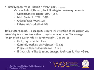 "Can You Hear Me Now?" Public Speaking and the Power of Words (WOC 2014 ...