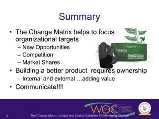 The Change Matrix: Unique and Useful Guidelines for Managing Change | PPTX