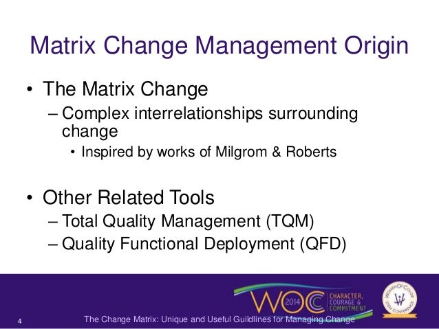 The Change Matrix: Unique and Useful Guidelines for Managing Change